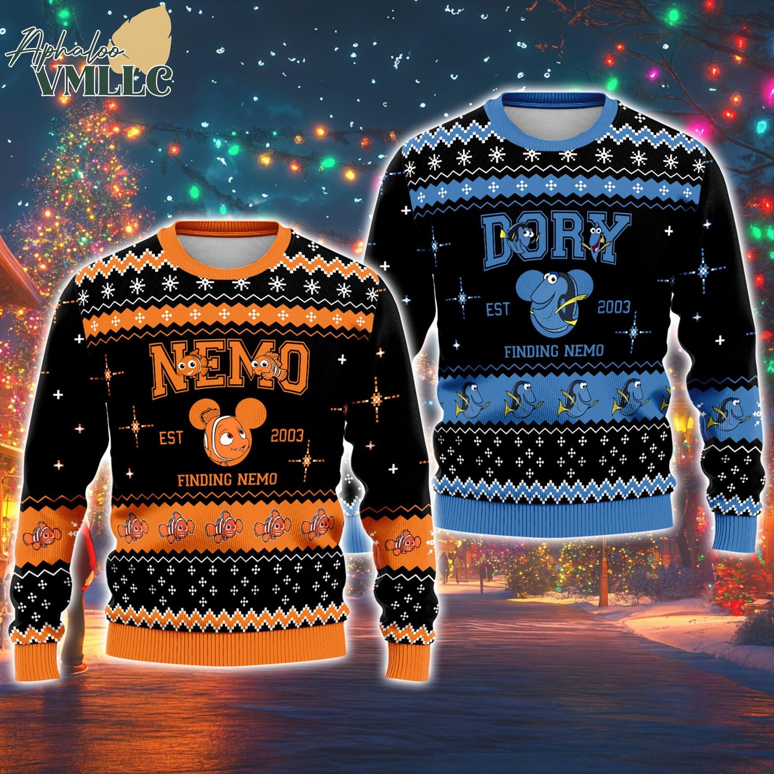 Finding Nemo Finding Dory Ugly Christmas Sweater, Nemo Dory Christmas ...