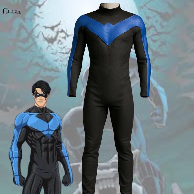 Nightwing Cosplay Suit: Custom Fit Superhero Jumpsuit & Gloves - Etsy UK