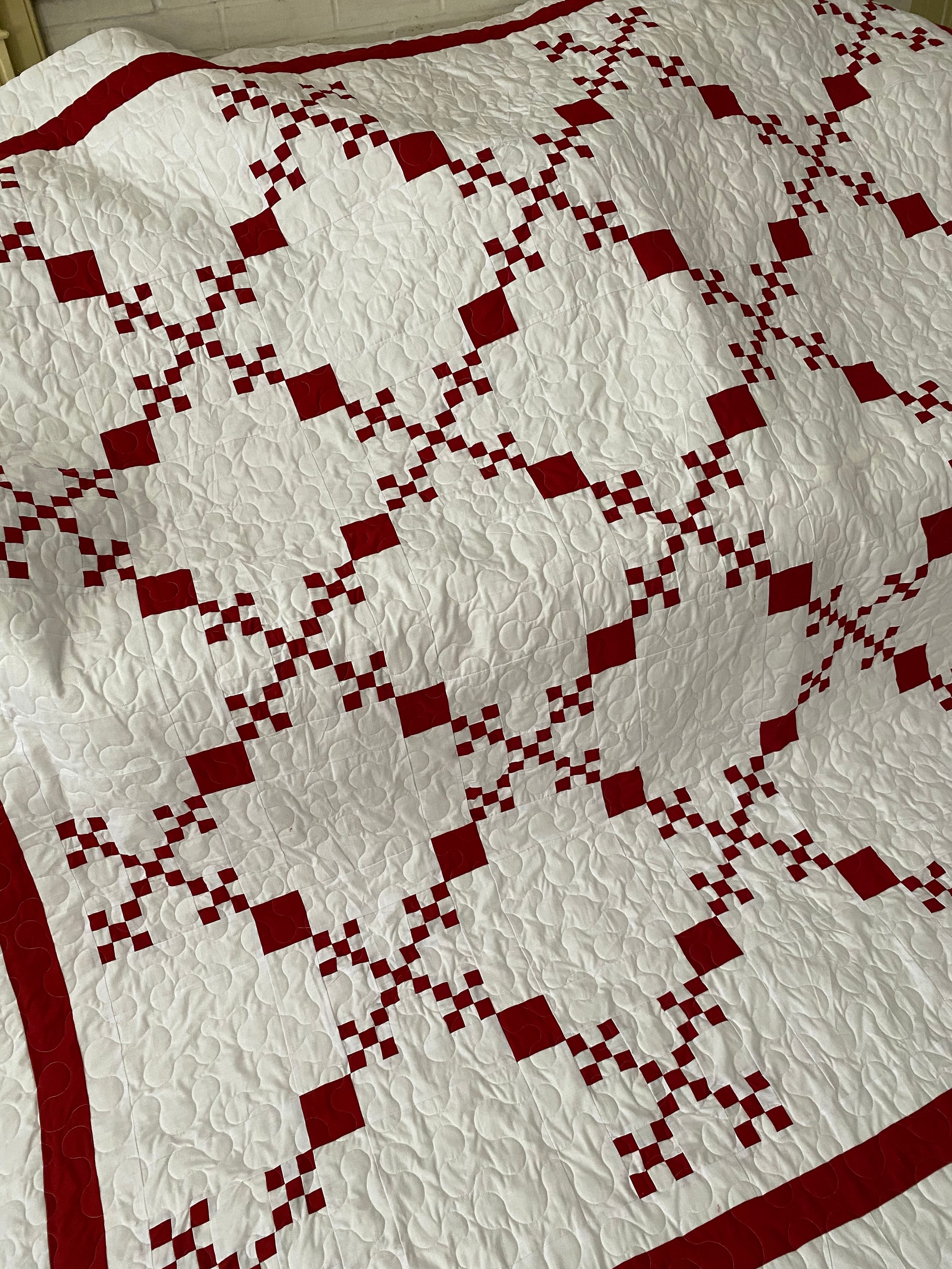 Quilt Red and White Single Irish Chain Queen Made to Order | Etsy