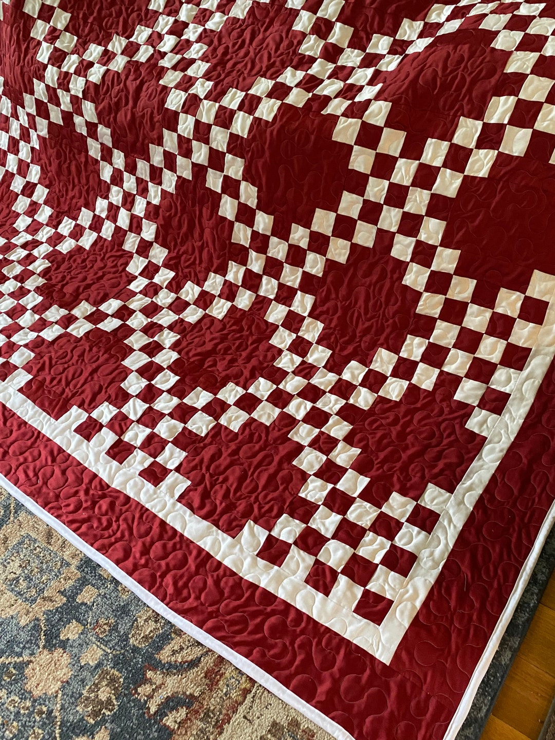 Quilt Red and White Double Irish Chain Made to Order - Etsy