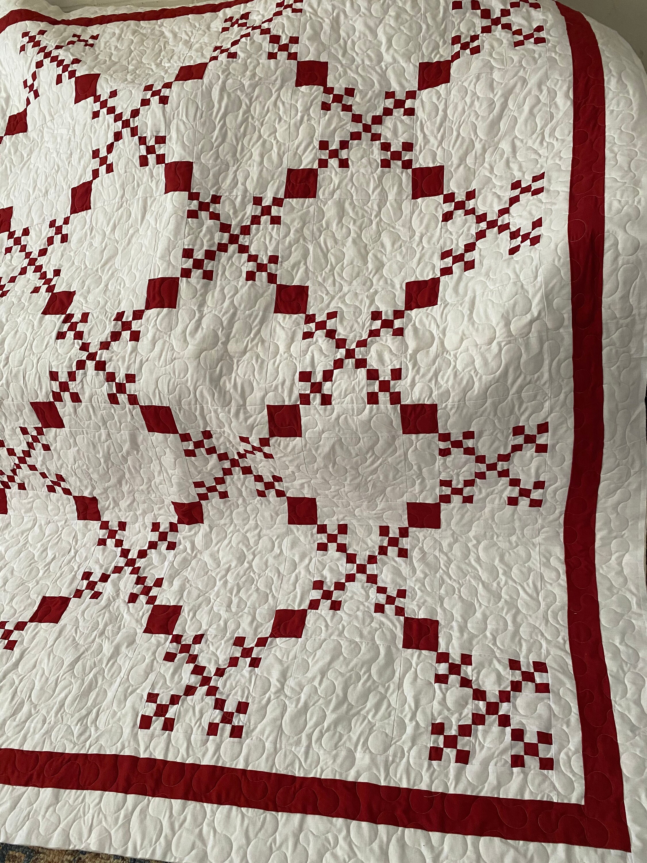 Quilt Red and White Single Irish Chain Queen Made to Order | Etsy