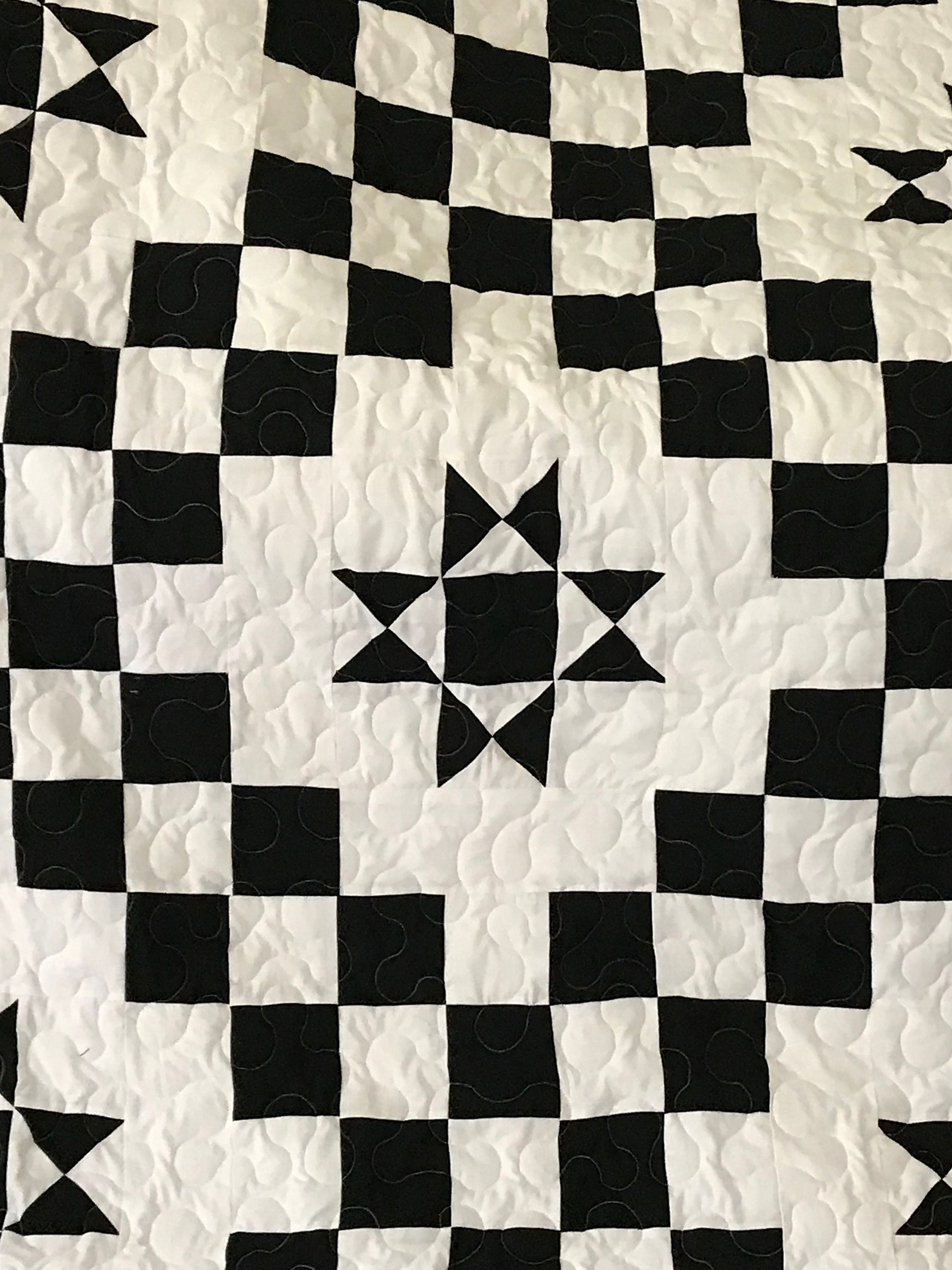 Quilt Black and White Double Irish Chain With Ohio Stars Queen Made to ...