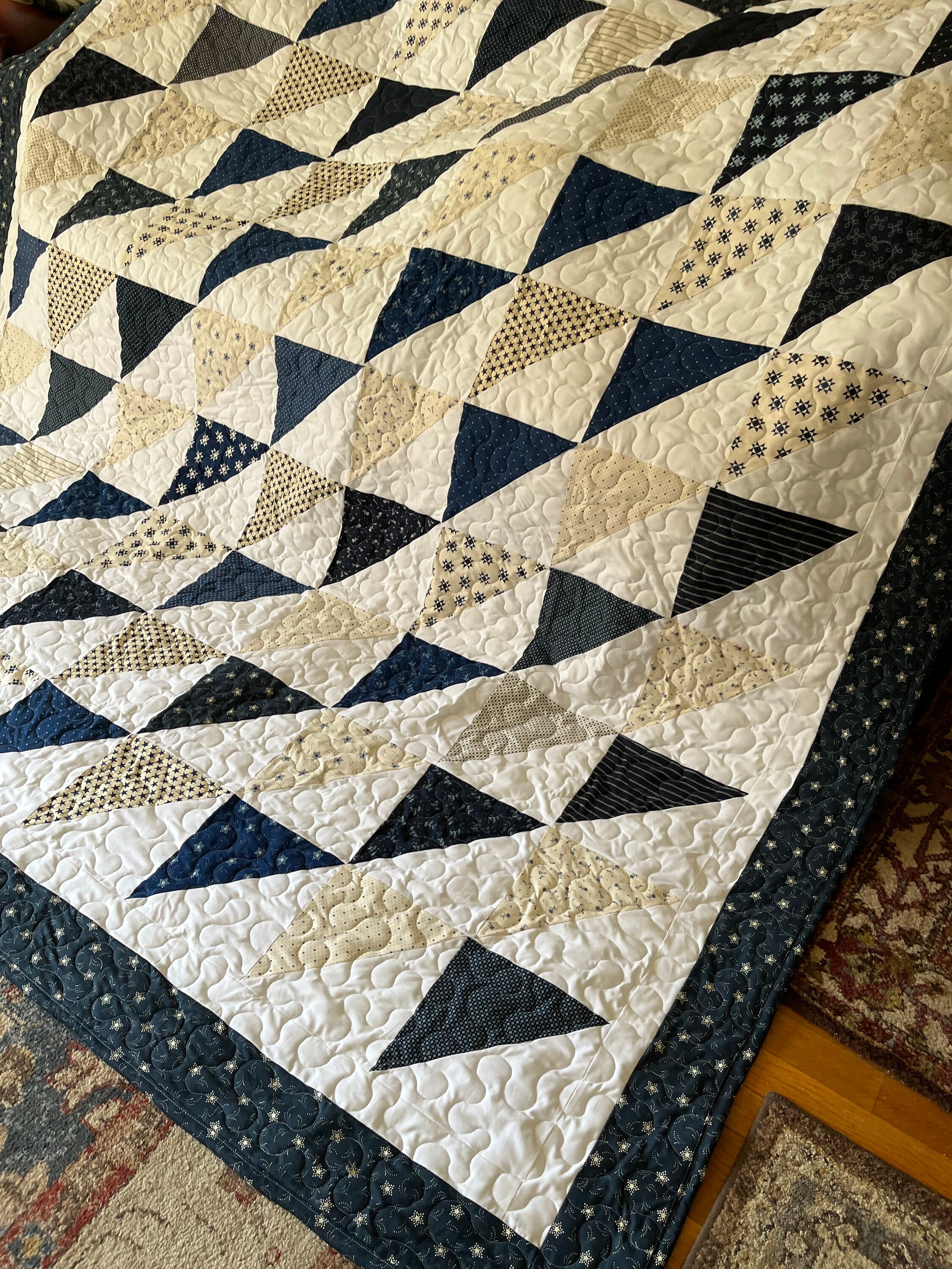 Quilt Indigo Blue and White Pendant Quilt Queen Made to Order - Etsy