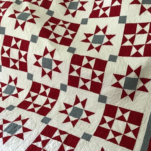 Red and Gray Quilt - Etsy