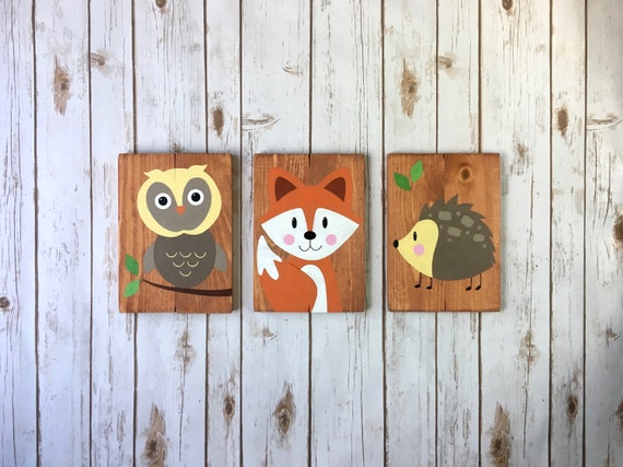 Baby Nursery bedroom wall art decor woodland forest animal | Etsy