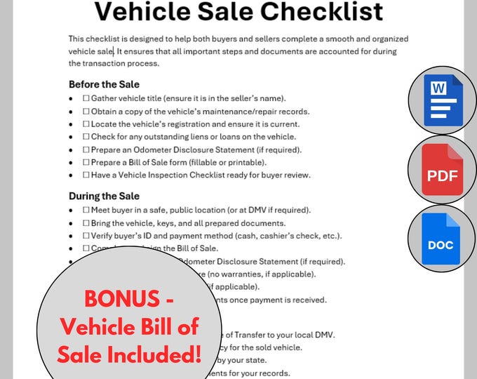 PDF Printable Vehicle Inspection Report, Used Vehicle Inspection Sheet ...