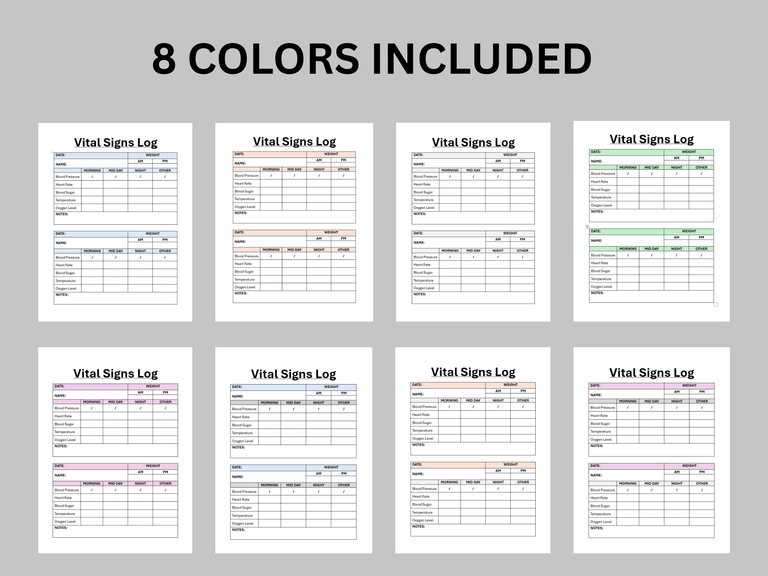 Vital Signs Log, Daily Vital Signs Tracker Nurse, Vital Sign Template ...