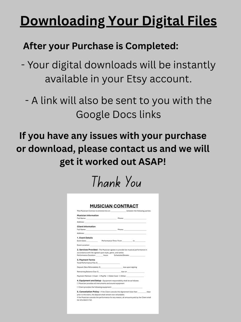 Editable Musician Contract Template, Single Page Musician Collaboration ...