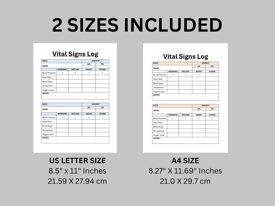 Vital Signs Log, Daily Vital Signs Tracker Nurse, Vital Sign Template ...