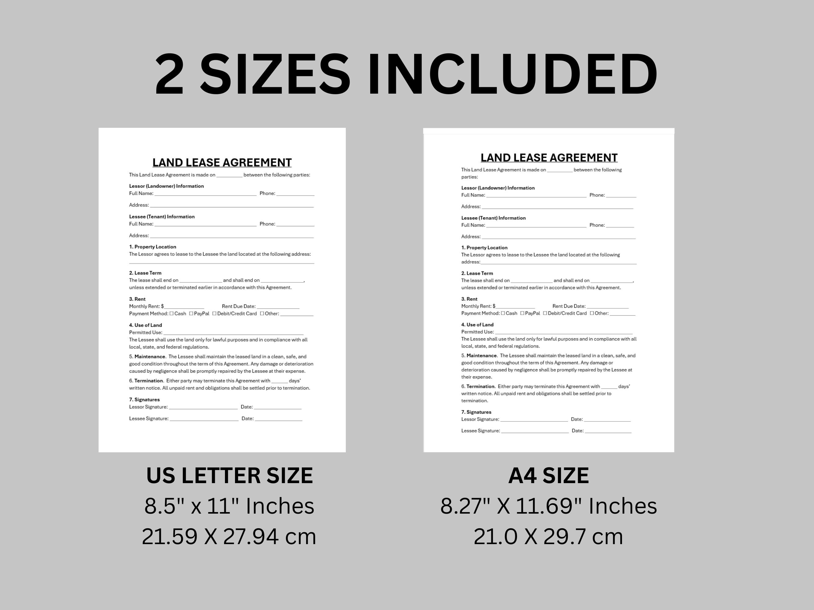 Editable Land Lease Agreement Template, Single Page Land Rental ...