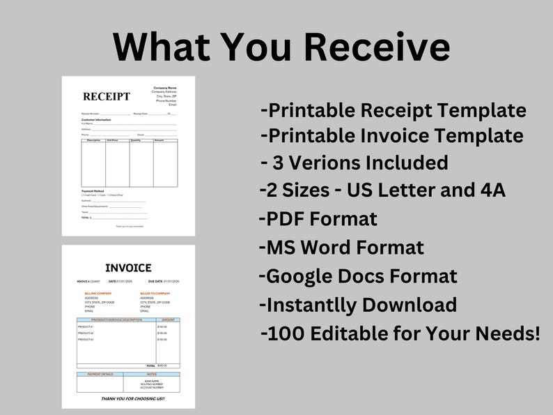 Receipt Template Sales Form, Editable Small Business Digital Receipt ...