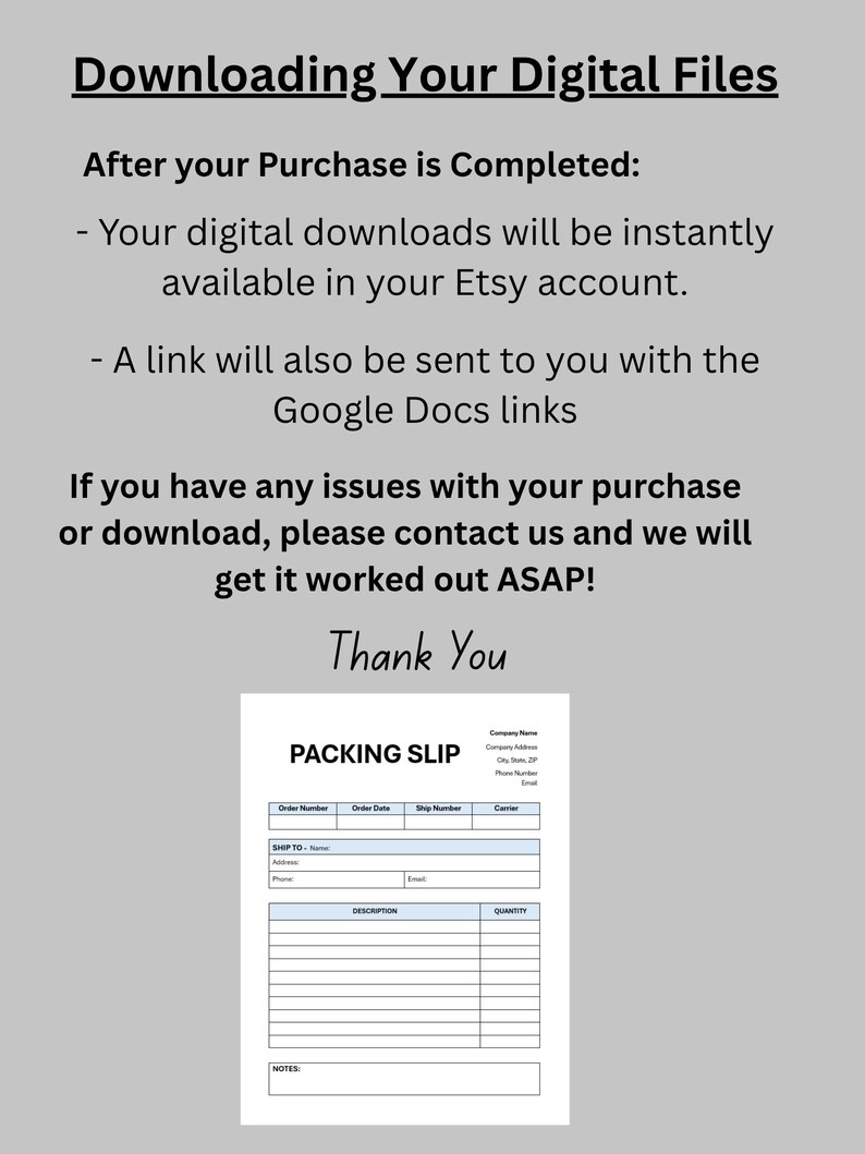 Editable Packing Slip Template, Printable Customer Purchase Packing Slip, Printable Delivery ...