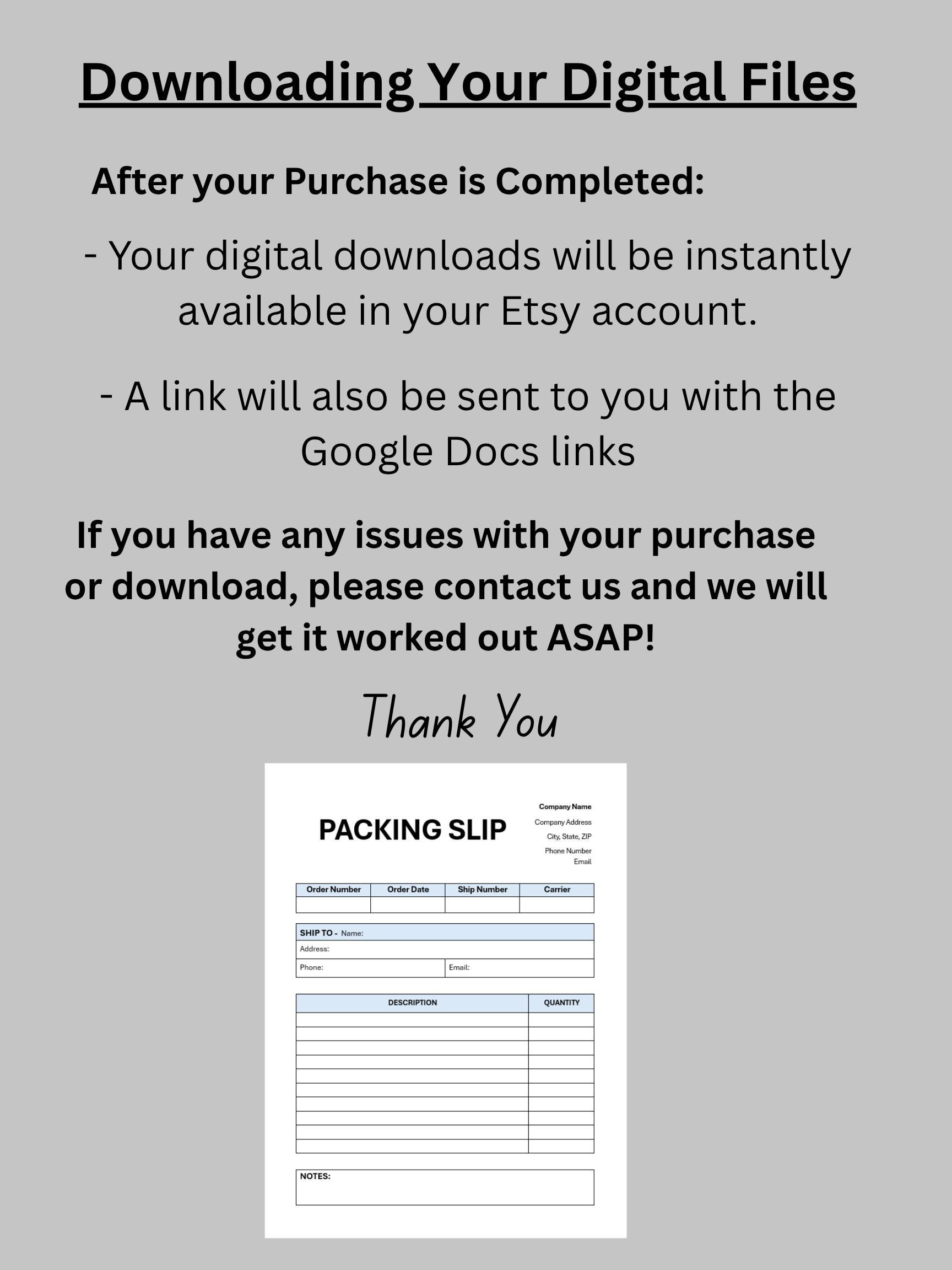 Editable Packing Slip Template, Printable Customer Purchase Packing ...
