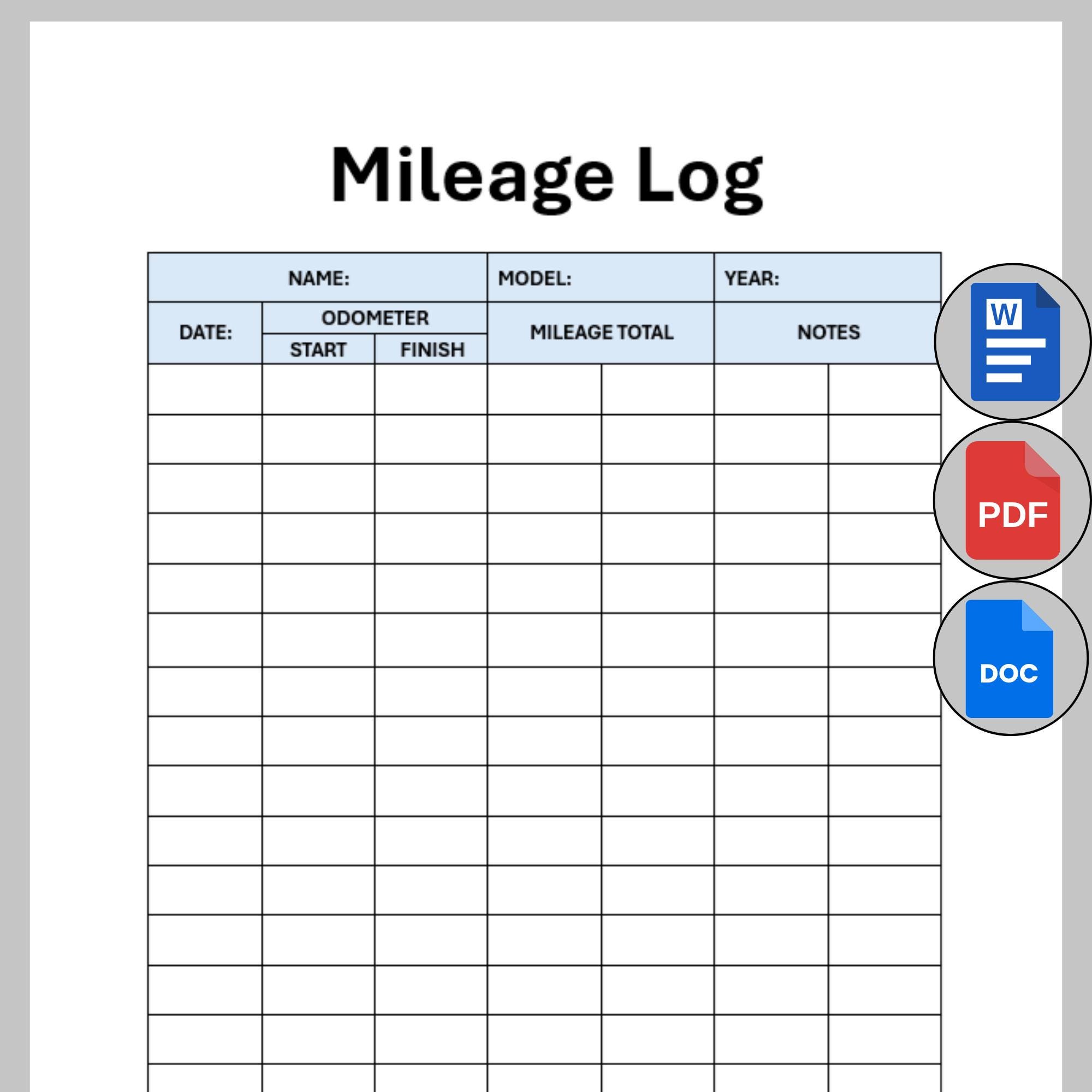 Mileage Tracker, Printable Mileage Log, Work Trip Miles Tracker ...