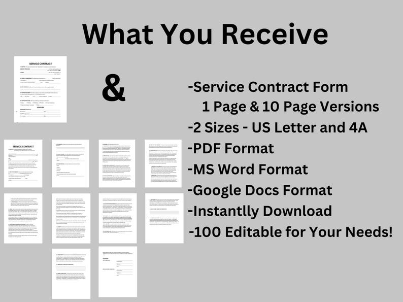 Printable Service Contract Template, Services Contract Agreement ...