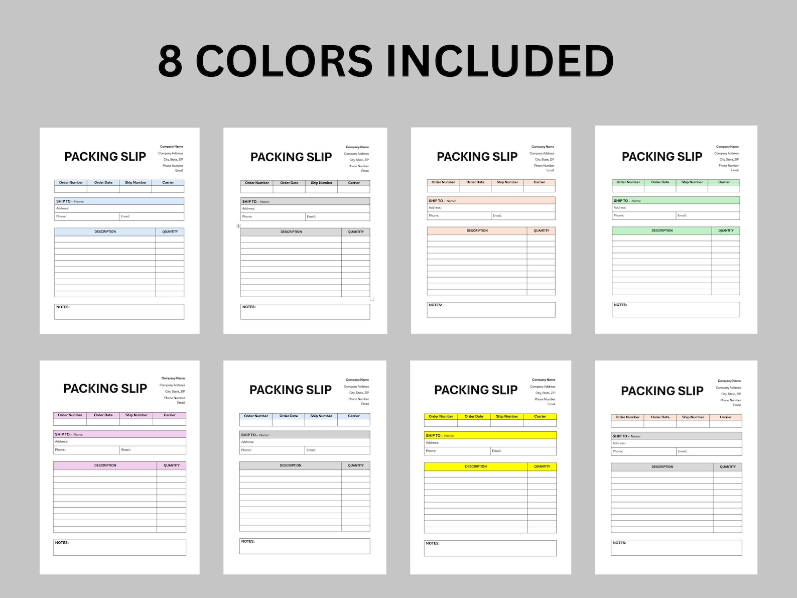 Editable Packing Slip Template, Printable Customer Purchase Packing ...