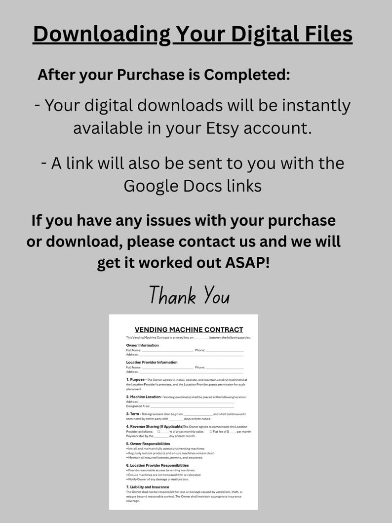 Editable Vending Machine Contract Template, Single Page Vending Rental ...