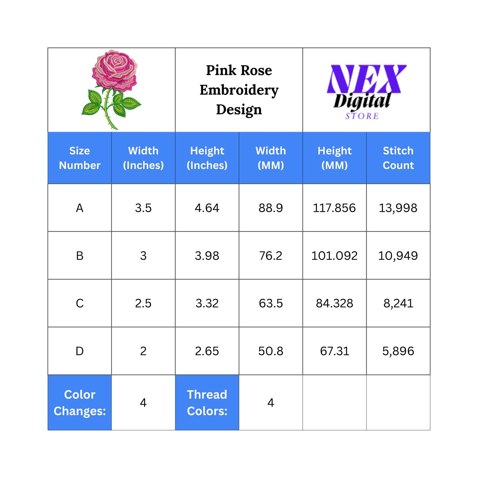Pink Rose Embroidery Design, Rose Flower Machine Embroidery File PES ...