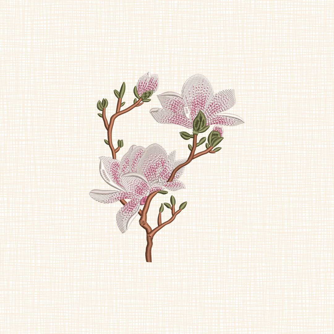 Saucer Magnolia Flower Embroidery Design, Spring Floral Machine ...