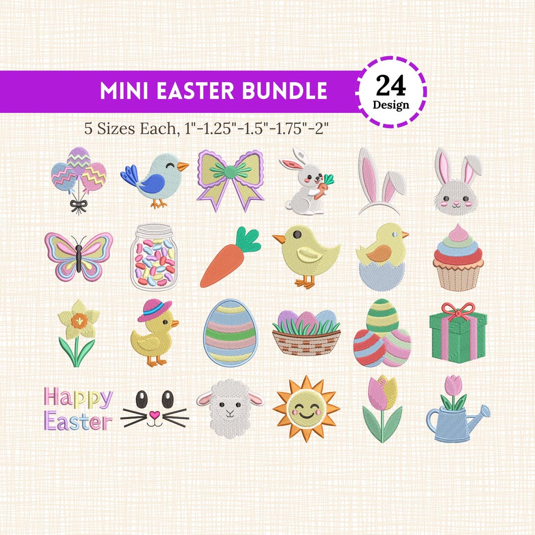 Mini Easter Embroidery Designs Bundle of 24 Baby Easter Machine ...