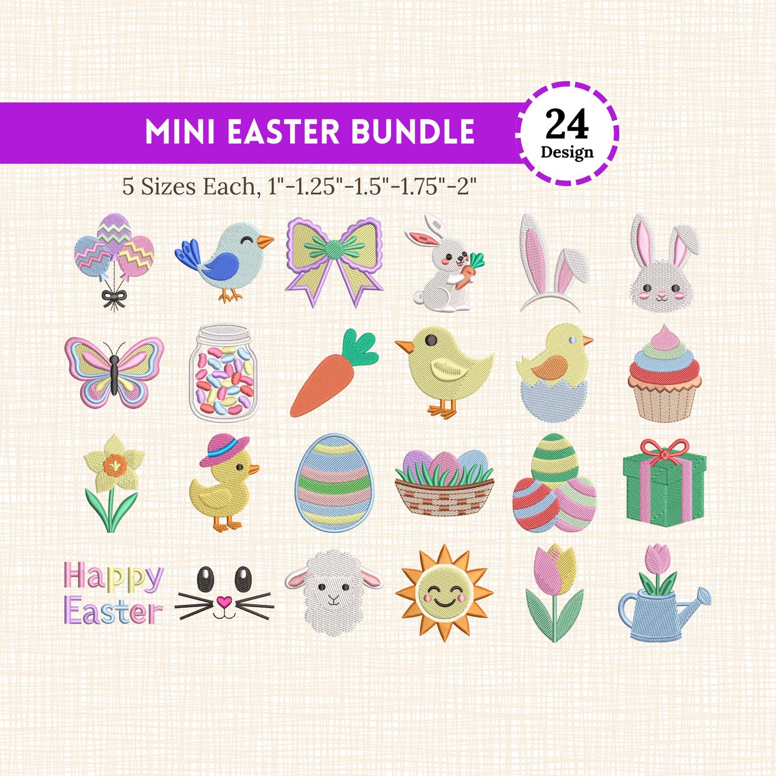 Mini Easter Embroidery Designs Bundle of 24 Baby Easter Machine ...