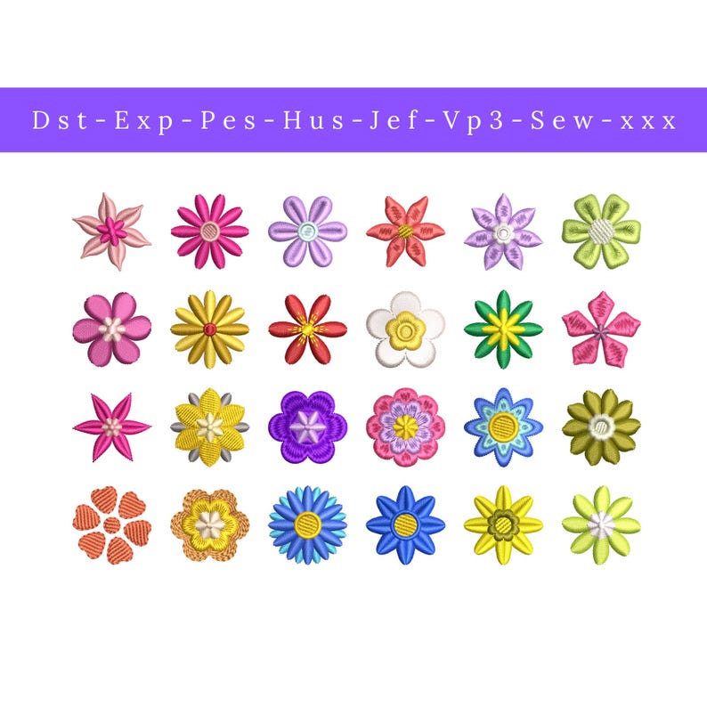 Tiny Flower Embroidery Bundle, Mini Floral Machine Embroidery Files PES ...