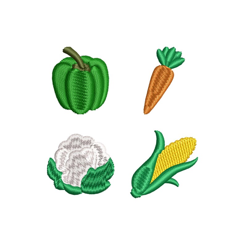 Mini Vegetable Embroidery Designs: 20 Small Veggies Pes Pattern Machine ...