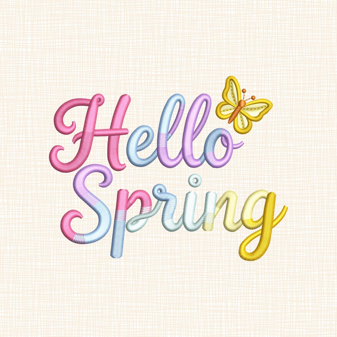 Hello Spring Butterfly Machine Embroidery Design, Butterfly Embroidery ...