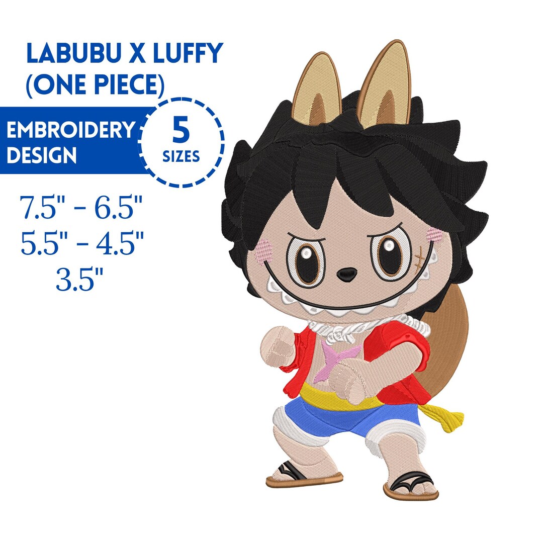 Labubu Embroidery Design Luffy X Labubu Embroidery File One Piece ...