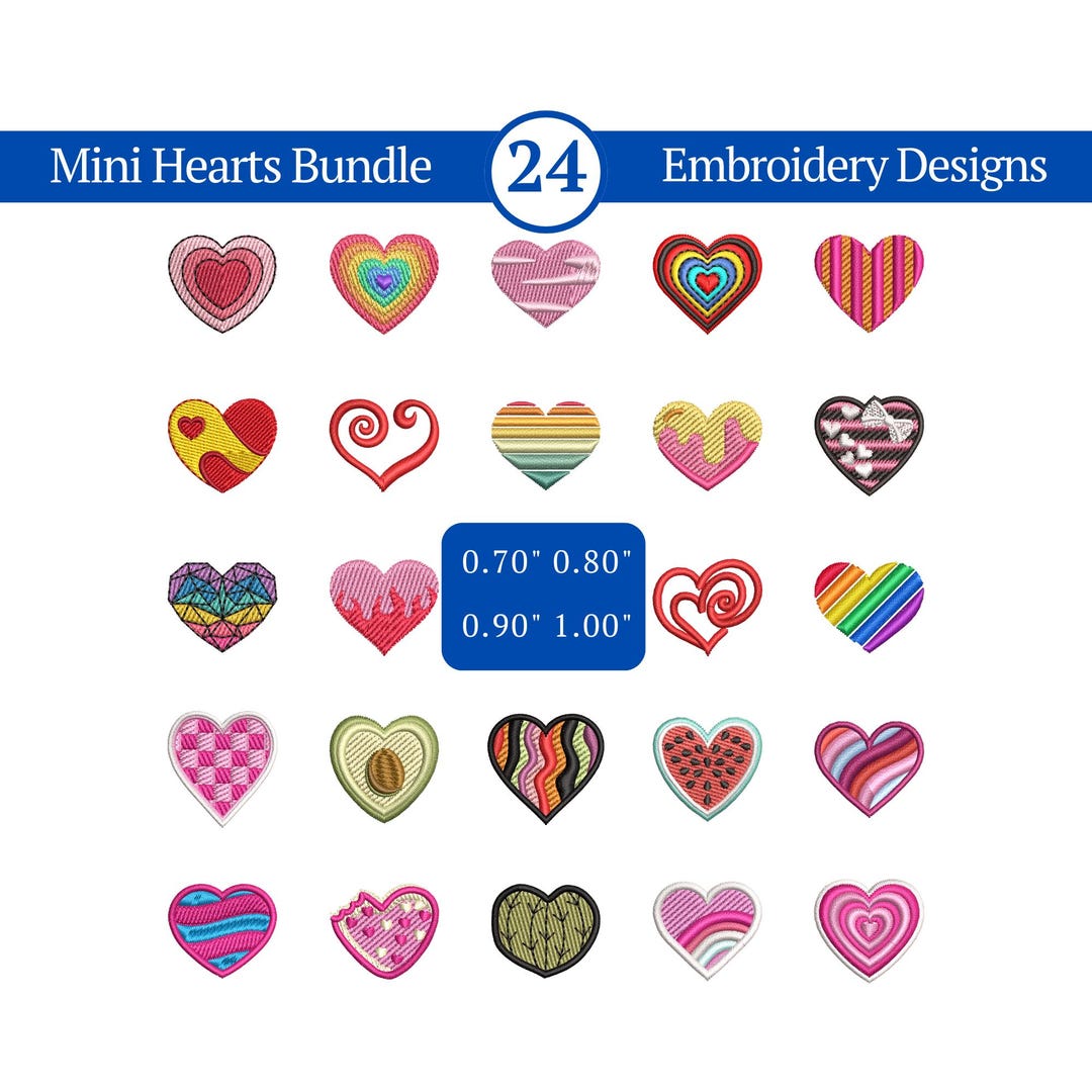 Bundle Small Heart Embroidery Design - Mini Heart Machine Embroidery ...