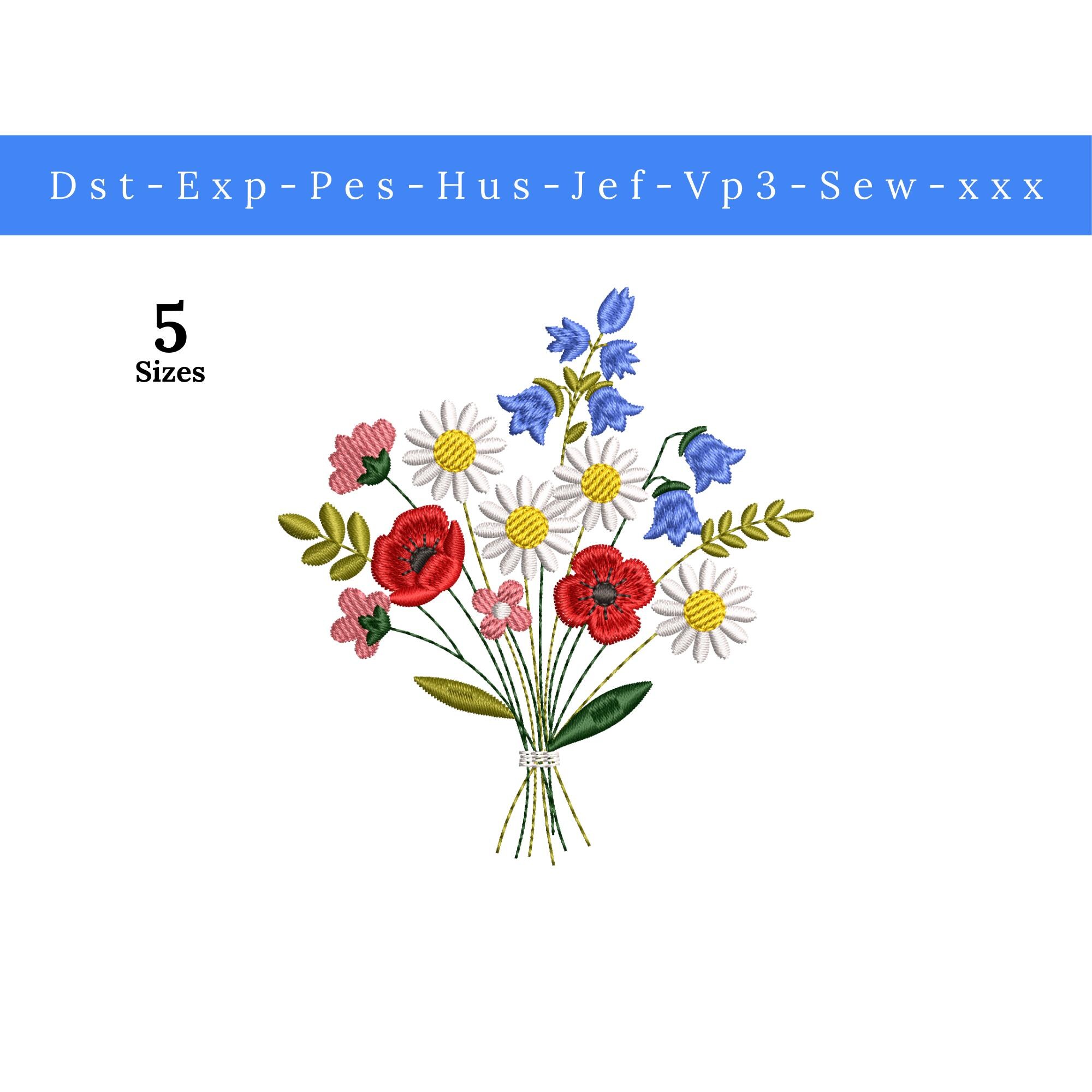 Mini Wild Flower Bouquet Pes, Small Floral Meadow Embroidery Design 5 ...