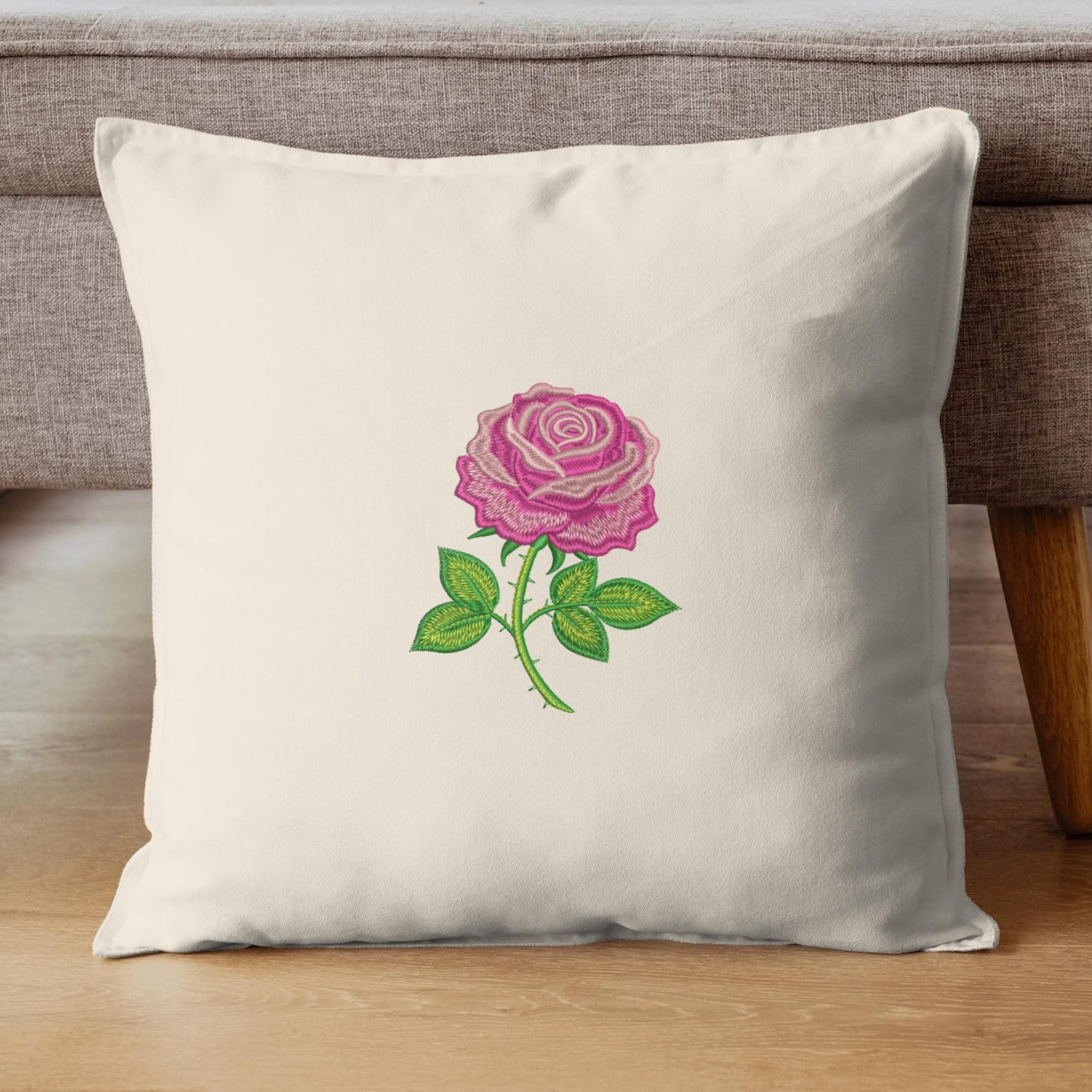 Pink Rose Embroidery Design, Floral Machine Embroidery (instant ...