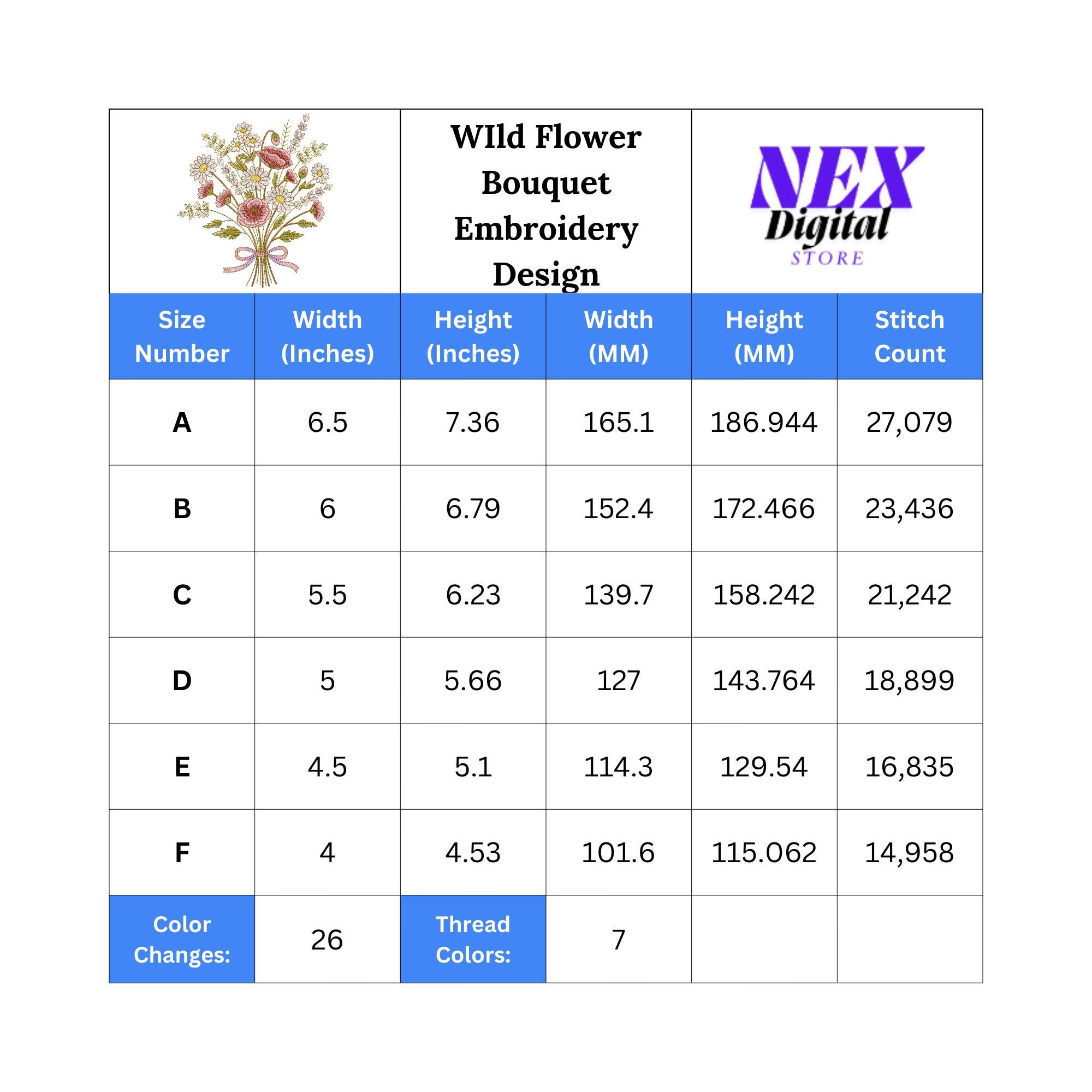 Wildflower Bouquet Embroidery Design: Floral Meadow Machine Embroidery ...
