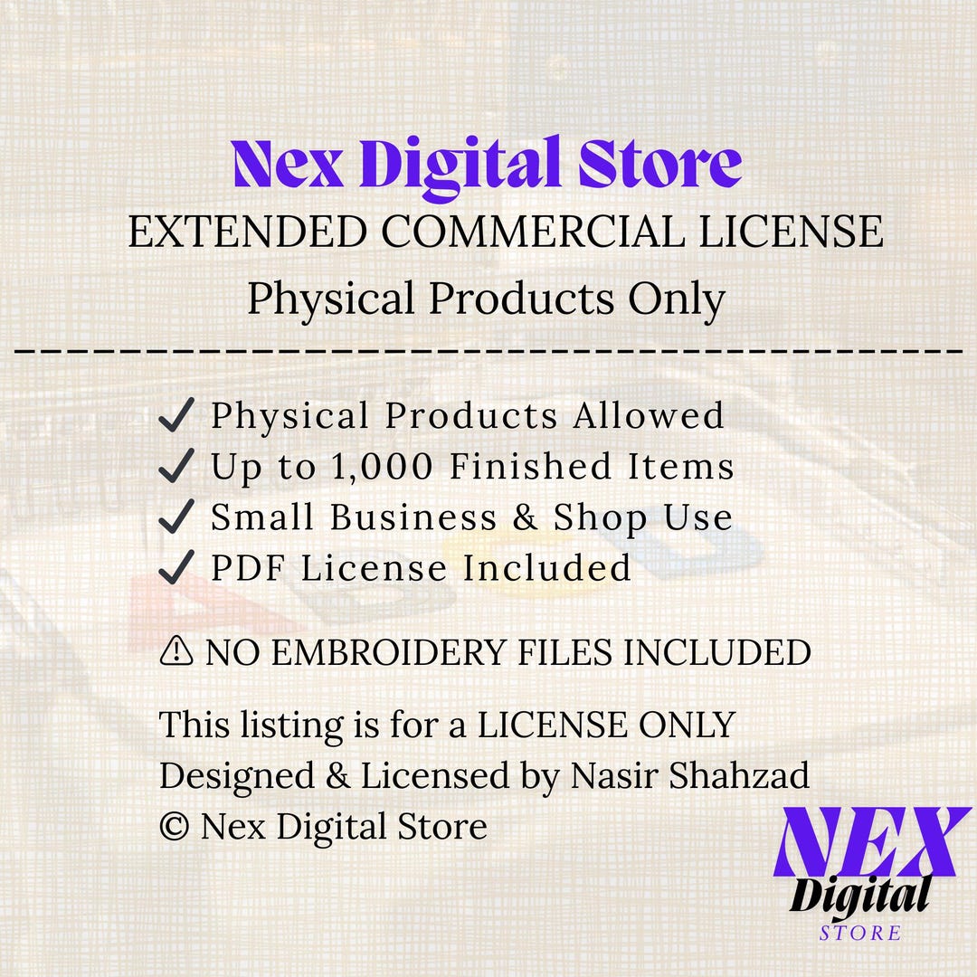 Extended Commercial License for Embroidery Designs | Physical Product ...