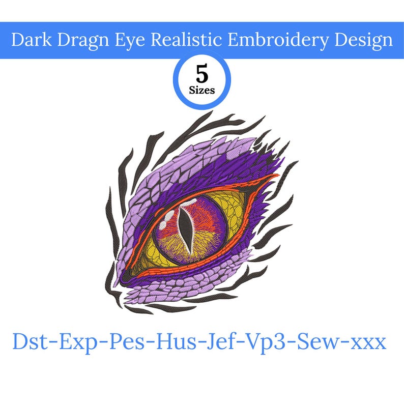 Dragon Eye Embroidery Design, Fantasy Dragon Eye Machine Embroidery ...