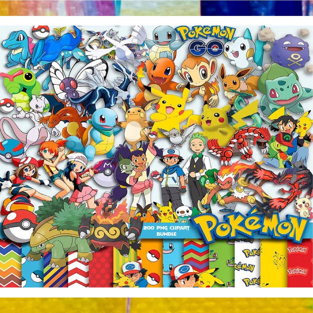 Pokemon PNG Clipart Bundle, 4k Digital Papers, Sublimation Pokeball Png ...