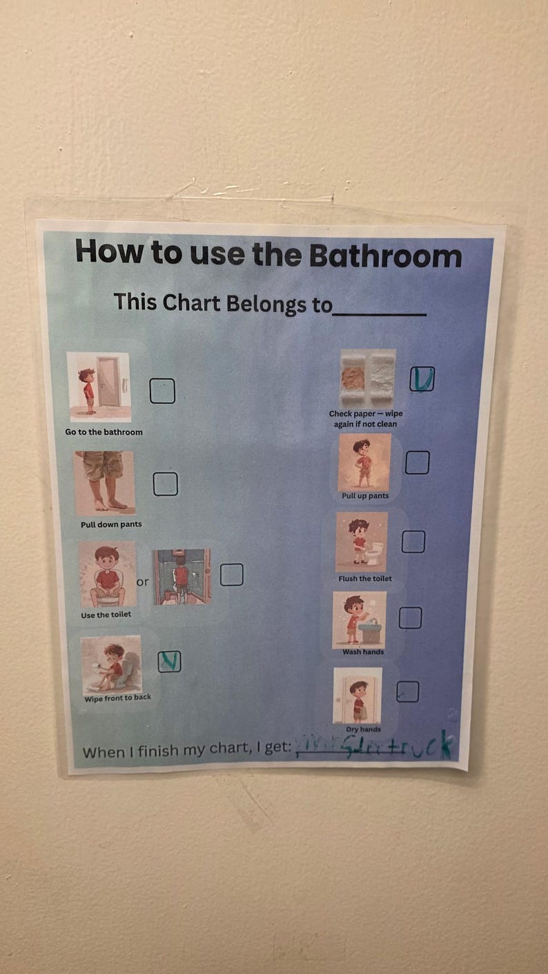 Potty Routine Visual Chart for Kids | Bathroom Checklist (printable PDF ...
