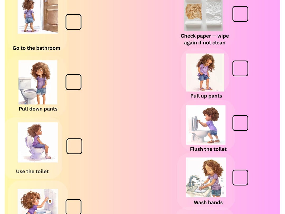 Potty Routine Visual Chart for Kids | Bathroom Checklist (printable PDF ...