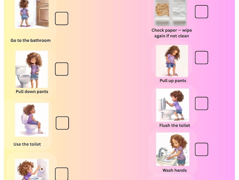 Potty Routine Visual Chart for Kids | Bathroom Checklist (printable PDF ...