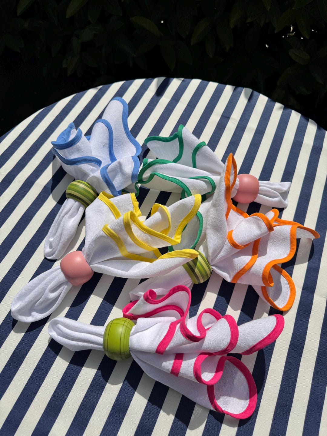 Color Pop Linen Napkin: Bright Trim, Fun Table Decor - Etsy
