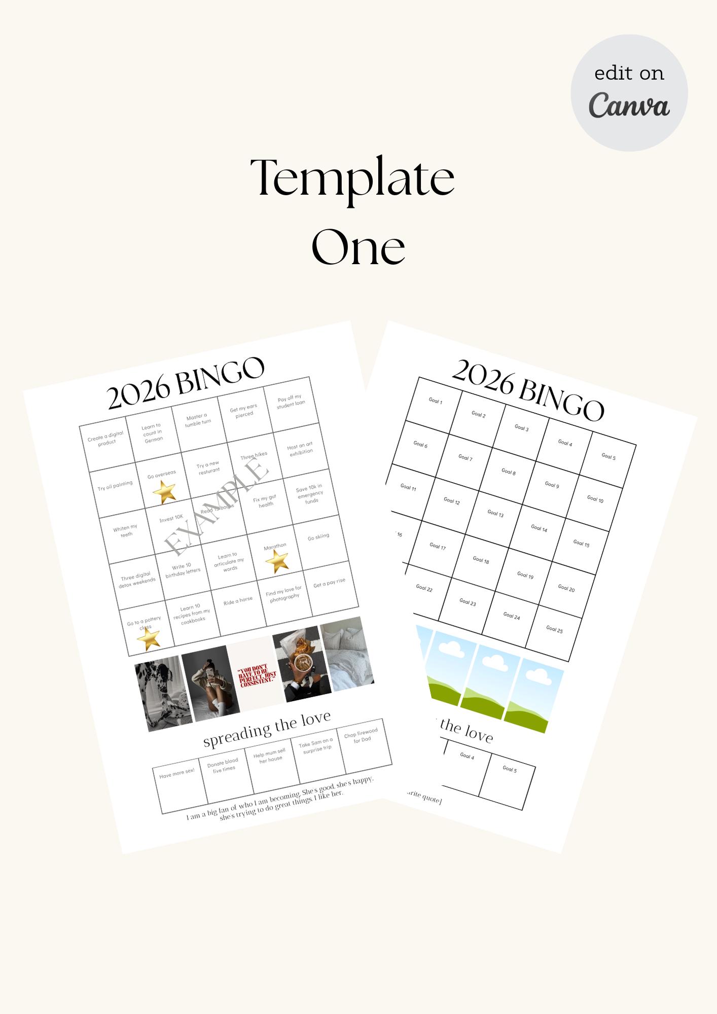 2026 Bingo Board | Goal Setting, Habit Tracker (editable Canva Template ...