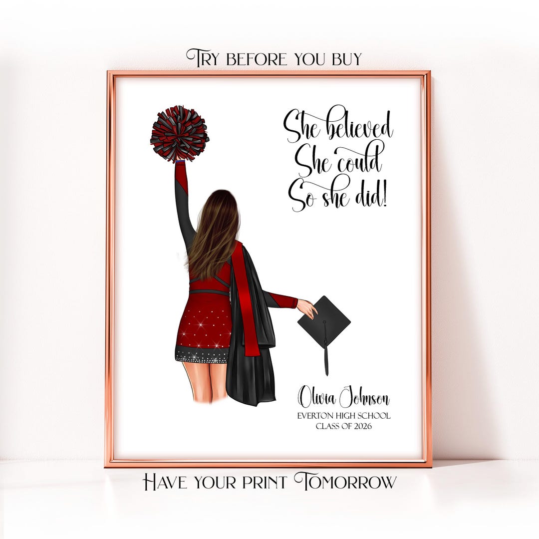 Custom Cheerleader Graduation Gifts Personalized Cheer Prints Senior ...