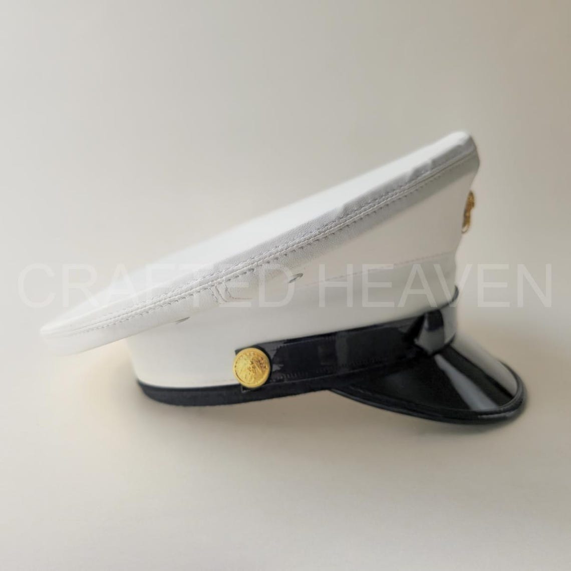 USMC Marine Corps Dress Blue Enlisted Vinyl Service White Dress Cap Hat ...