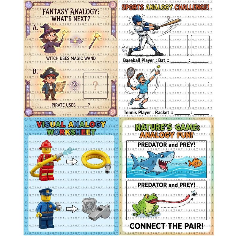 Visual Analogy Worksheets, K-2 Reasoning Activities (PDF + JPEG Files ...