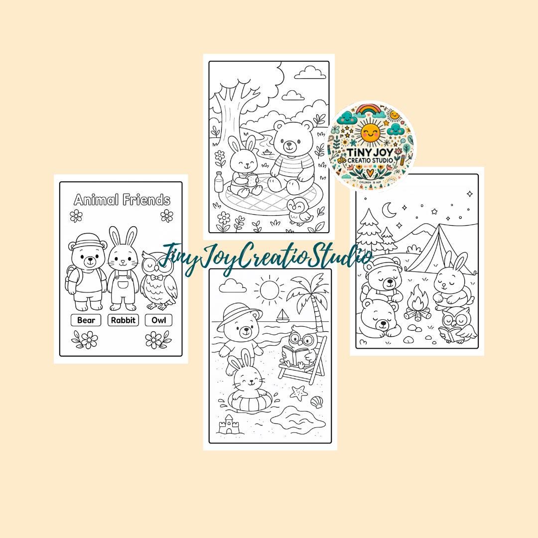 Animal Friendship Coloring Pages: Kindness Theme, Preschool Activity ...