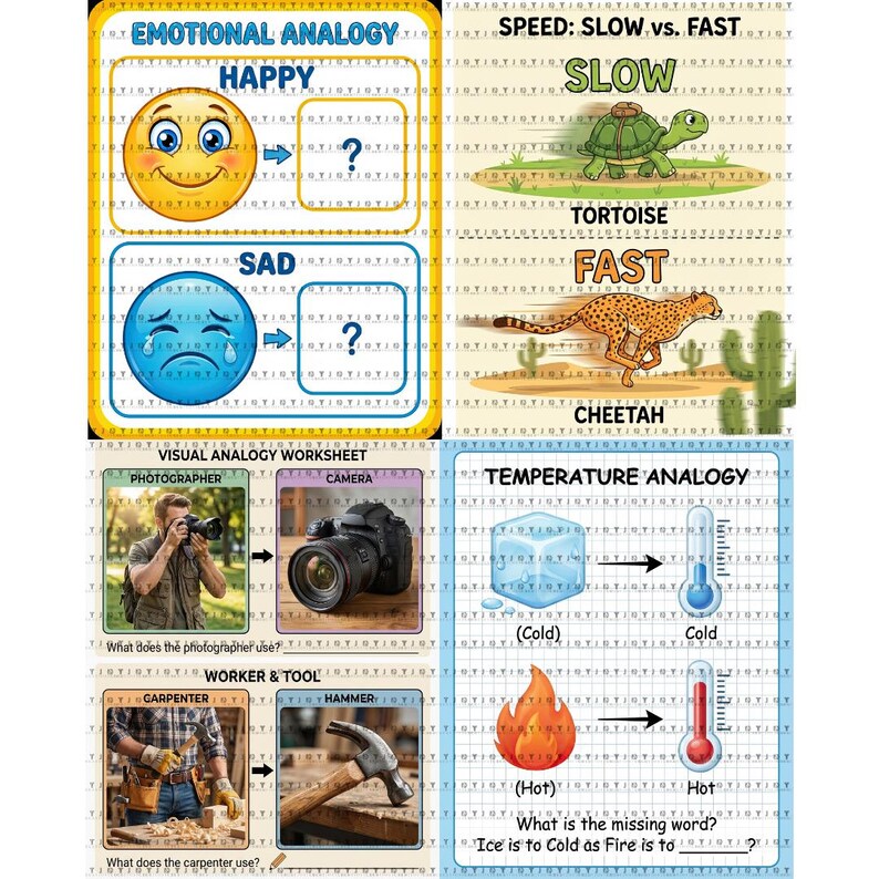 Visual Analogy Worksheets, K-2 Reasoning Activities (PDF + JPEG Files ...