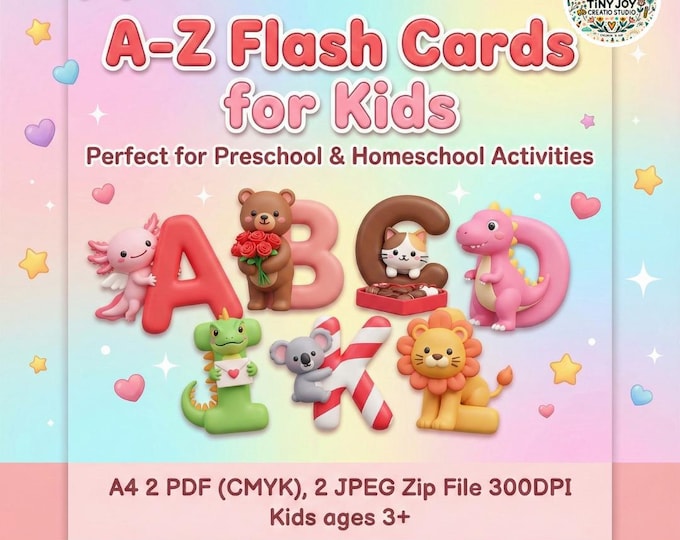 Alphabet Flashcards A-Z: Colorful ABC Learning Cards (printable PDF ...
