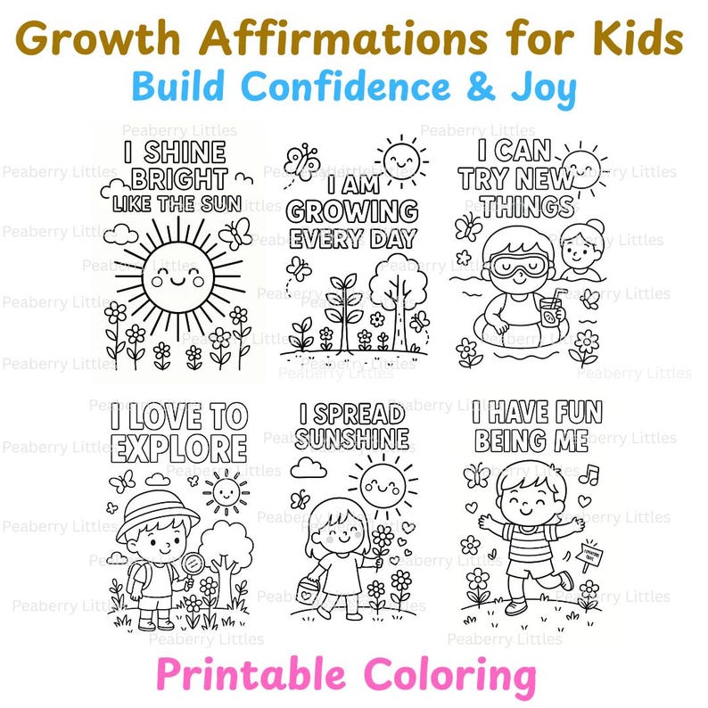 Summer Growth Mindset Coloring Pages for Kids | Positive Affirmations ...