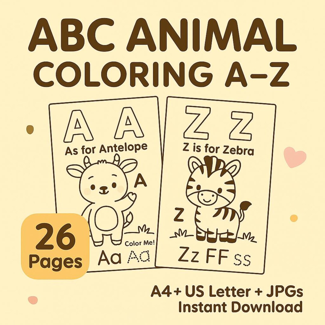 ABC Animal Coloring Pages A–Z for Kids | Toddler & Preschool Tracing ...