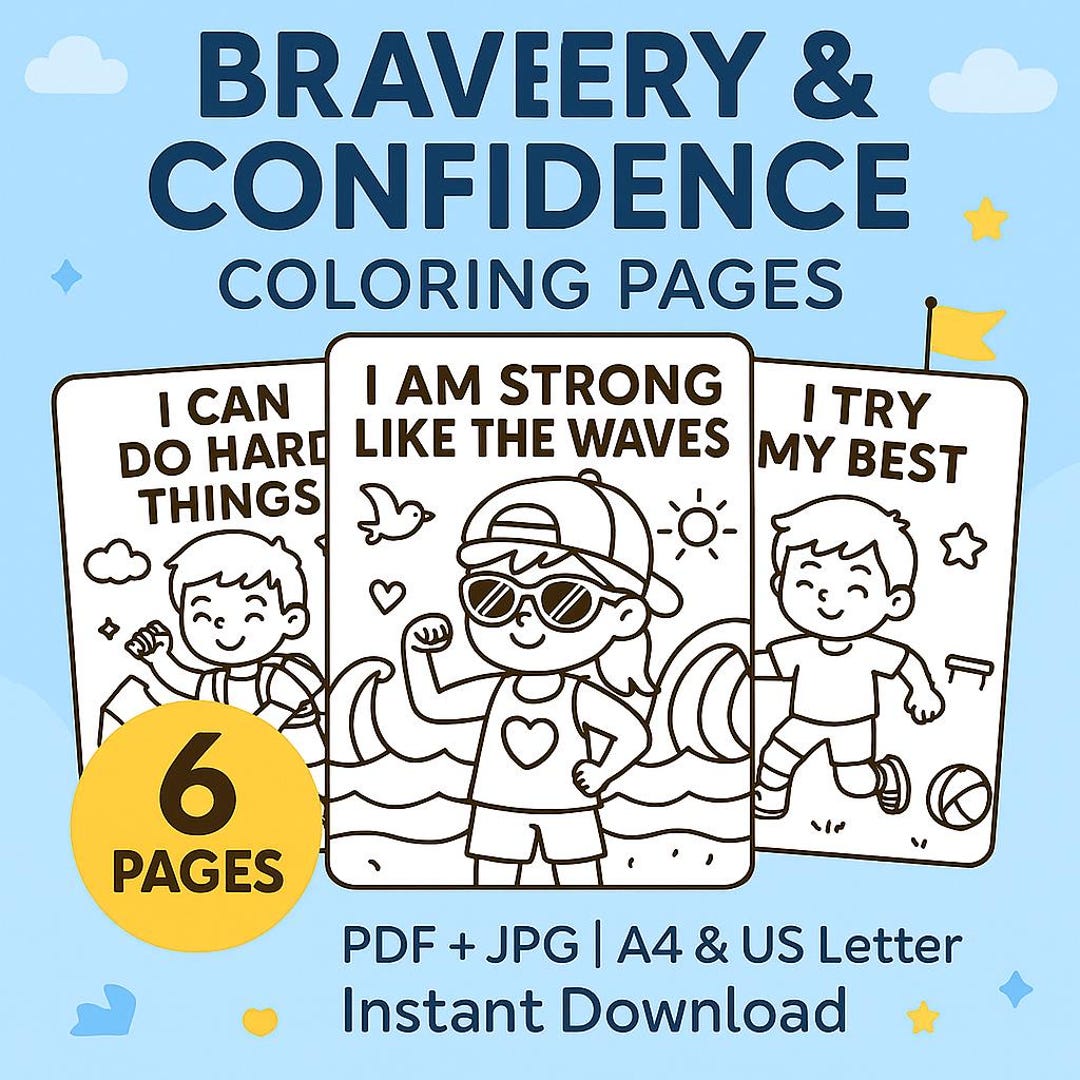 Bravery Affirmation Coloring Pages for Kids – Summer Adventure ...